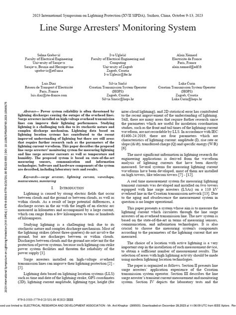 Ieee Line Surge Arresters Monitoring System Pdf Lightning