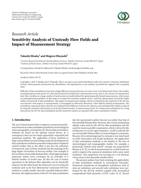 Pdf Sensitivity Analysis Of Unsteady Flow Fields And Impact Of Measurement Strategy