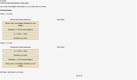 Solved 1 Point Prove The Following Assertion Using Cases Chegg Com
