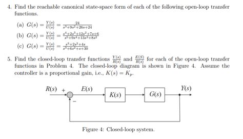 Solved 4 Find The Reachable Canonical State Space Form Of