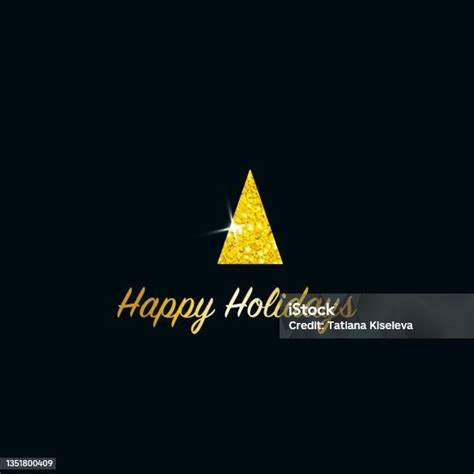 반짝이는 크리스마스 트리 짙은 파란색 배경에 골든 메탈릭 글리터 아이콘 메리 크리스마스와 새해 복 많은 새해 2022 벡터 그림입니다 즐거운 휴일 보내세요 0명에 대한 스톡