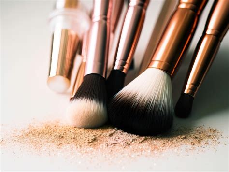 Premium Ai Image Assorted Makeup Brushes With Copy Space Beauty