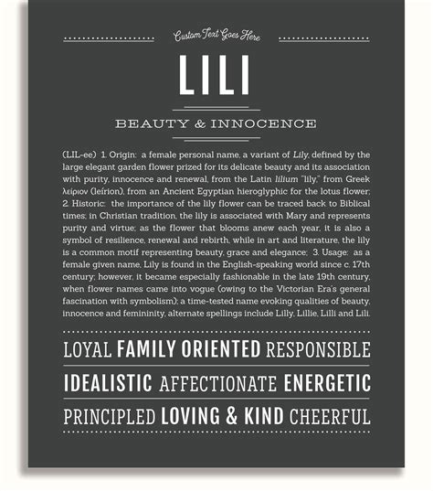Lili Personalized Name Meaning Art Prints Name Stories