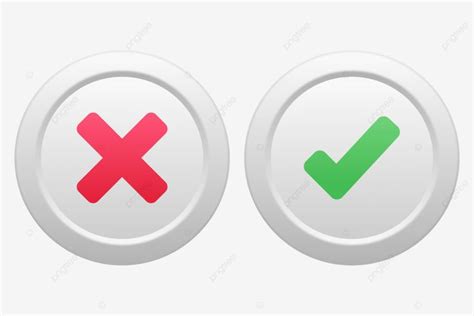 3d White Vector Right Wrong Button Design With Red Cross And Green Check Mark Right And Wrong