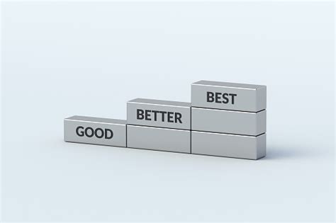 금속 블록에 대한 좋은 더 나은 최고의 비문 사업 개념 품질 수준 교육 계획 진화 진행 성공 전략 3d 렌더 3차원 형태에 대한 스톡 사진 및 기타 이미지 Istock