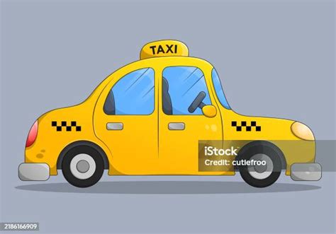측면보기 평면 노란색 만화 택시 자동차 택시 서비스 공개 개념에 대한 스톡 벡터 아트 및 기타 이미지 개념 개념과 주제 개인 운전사 Istock