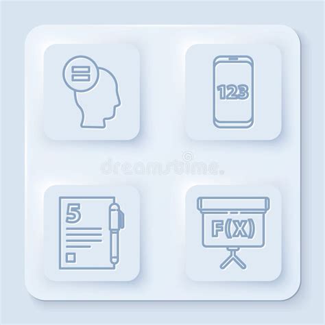 Set Line Test Or Exam Sheet Book With Word Mathematics Open Book And Geometric Figure Cube