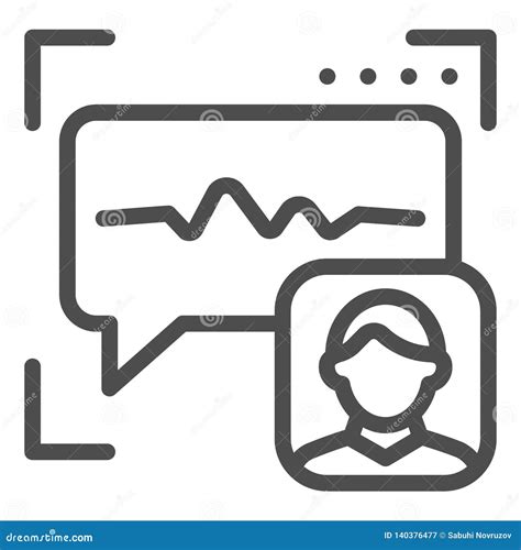 Sound Recognition Line Icon Voice Authentication Vector Illustration Isolated On White Stock