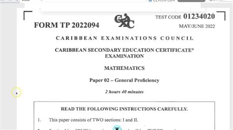 Csec Maths Paper 1 2019