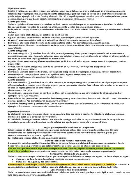 Tipos De Acentos Pdf Lingüística Fonética