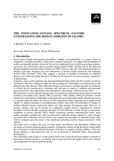 Pdf The Innovation Styling Spectrum Factors Constraining The Design Ambition Of Uk Smes