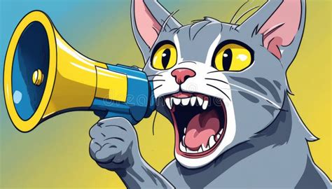 Um Gato De Desenho Animado Com Um Apito Na Boca Ilustração Stock