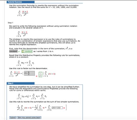 Solved Tutorial Exercise Use The Summation Formulas To