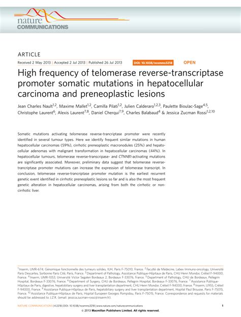 Pdf High Frequency Of Telomerase Reverse Transcriptase Promoter