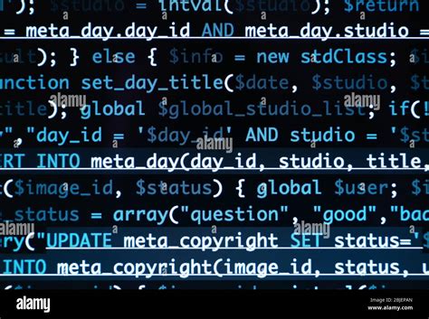 Script Code On Monitor Closeup Software Development Concept Stock