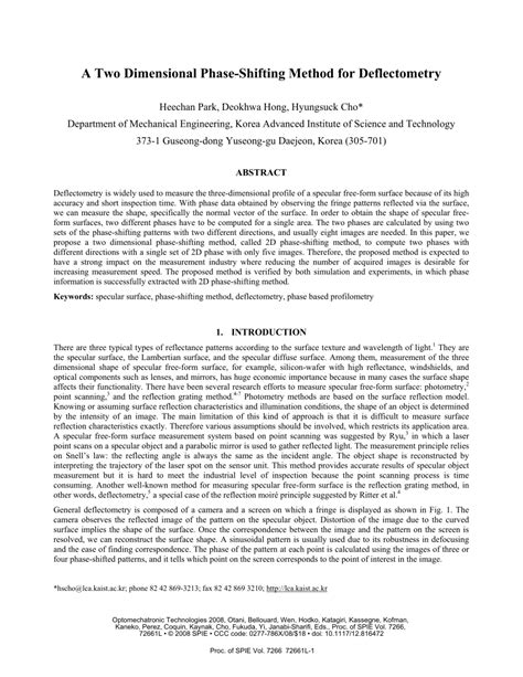 Pdf A Two Dimensional Phase Shifting Method For Deflectometry