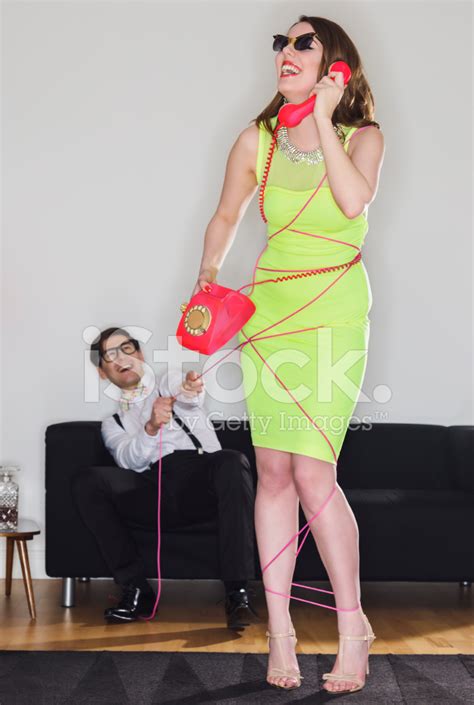Woman Tangled In Telephone Cord Stock Photo Royalty Free FreeImages