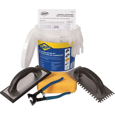 Hdx Ceramic Floor Tile Installation Kit Including A Trowel Float Nippers Gloves Sponge