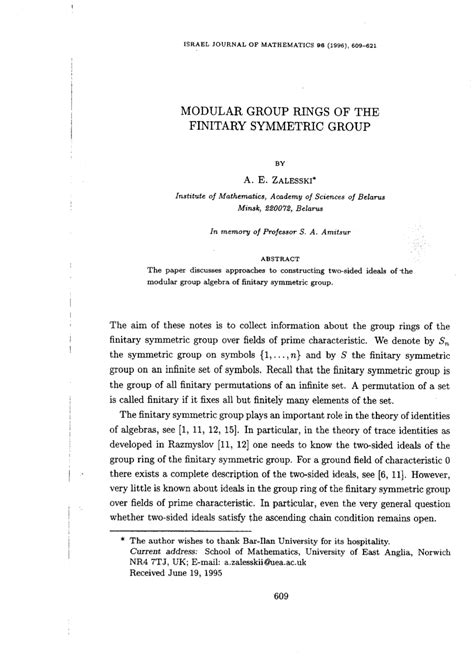 pdf modular group rings of the finitary symmetric group