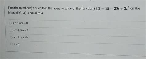 Solved Find The Number S A Such That The Average Value Of Chegg