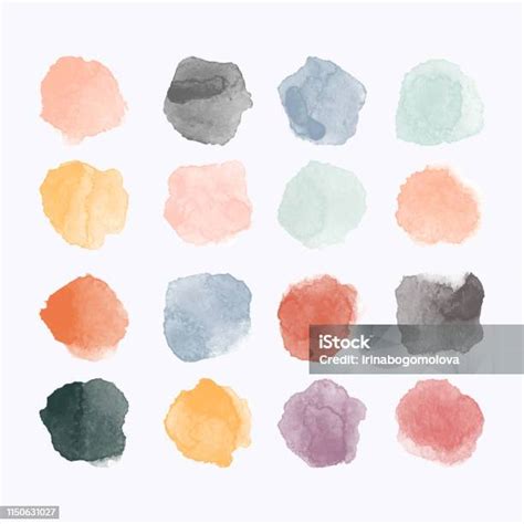 다채로운 수채화 손으로 그린 모양 얼룩 동그라미 흰색 절연 된 Blob의 집합입니다 예술적 디자인을 위한 그림 수채화에 대한 스톡 벡터 아트 및 기타 이미지 Istock