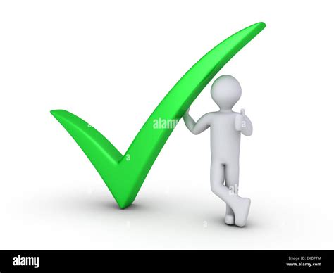 Check Mark With Man Stock Photo Alamy