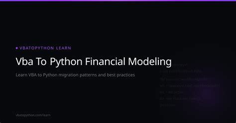 Vba To Python Financial Modeling Vbatopython