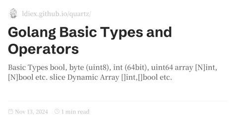 Golang Basic Types And Operators