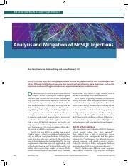 Analysis And Mitigation Of Nosql Injections Pdf Ieee Symposium On Security And Privacy