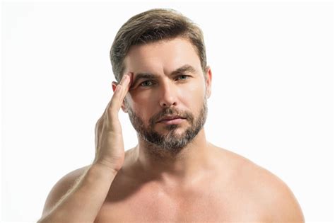 Premium Photo Close Up Portrait Of Handsome Man Portrait Of Shirtless Man For Skincare And