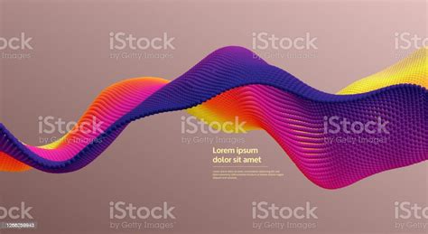 3d 물결 모양의 배경 동적 방출 입자가 있는 배열입니다 많은 구체에서 형성된 파도 추상 벡터 그림입니다 디자인 템플릿입니다 현대적인 패턴 3차원 형태에 대한 스톡 벡터