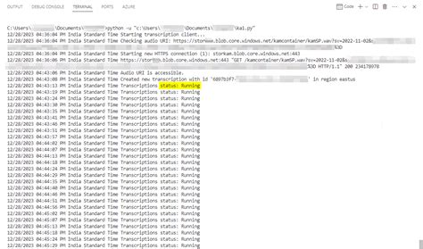 Python Azure Speech To Text Gives The Recordings URI Contains