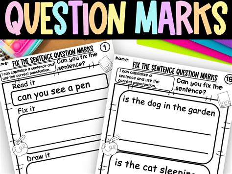 Using Question Marks Sentence Correction Writing Worksheets Early Reading Comprehension Practise