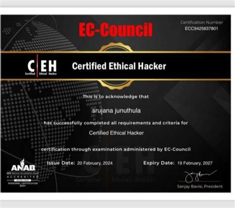 Srujana Junuthula On Linkedin Ceh Cybersecurity Ethicalhacking Informationsecurity