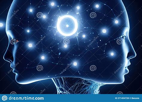 Artificial Intelligence In Humanoid Head With Neural Network Thinks Ai With Digital Brain Is