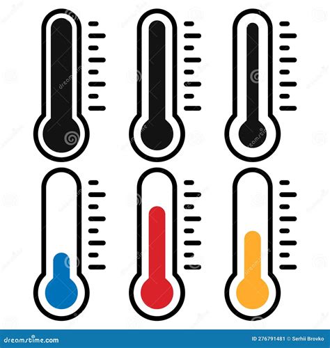 Temperature Symbol Set Three Vector Thermometer Showing The