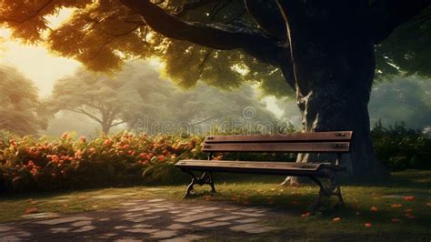 Bench Under The Tree In The Park Stock Illustration Illustration Of
