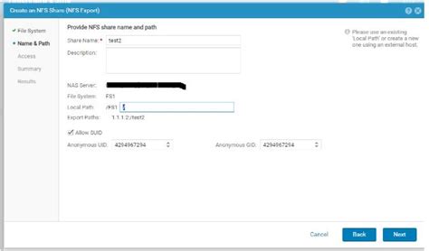 dell unity nfs share creation fails with error 0x900a002 dell australia