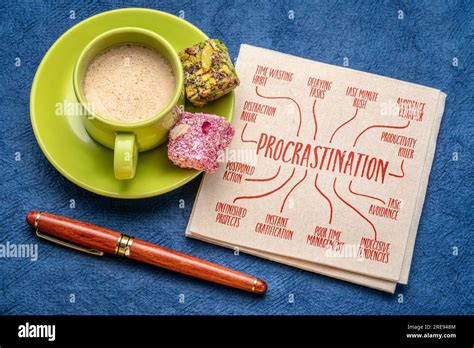 Procrastination Infographics Or Mind Map Sketch On A Napkin Productivity And Time Management