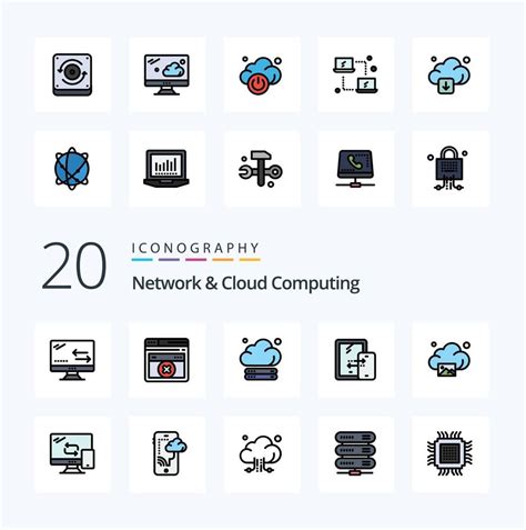 20 Network And Cloud Computing Line Filled Color Icon Pack Like Image Cloud Server Technology