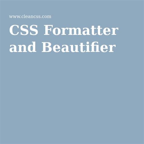 Css Formatter And Beautifier Css Computer Coding Web Design