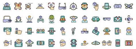 Aumentado Realidad íconos Conjunto Color Línea 46038416 Vector En Vecteezy