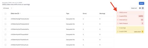 processing issues errors and warnings