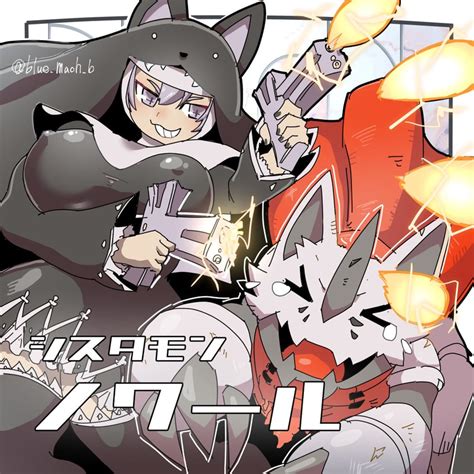Babemon Noir And Hackmon Digimon Drawn By Bia Blue Mach B Danbooru