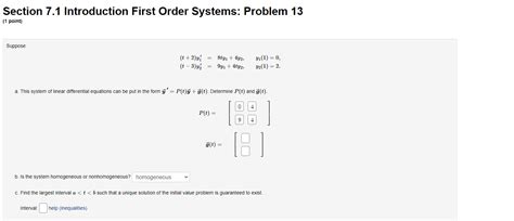 Solved Section 71 Introduction First Order Systems Problem