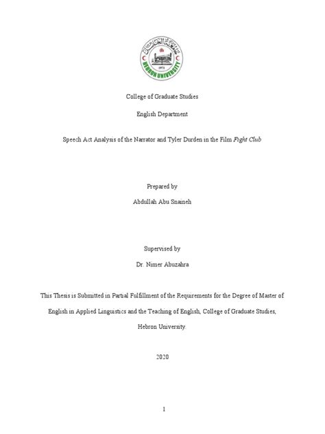 Speech Act Analysis Of The Narrator And Tyler Durden In The Film Fight Club Pdf