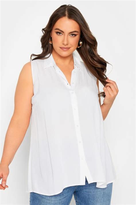 Yours Plus Size White Dipped Hem Sleeveless Blouse Yours Clothing