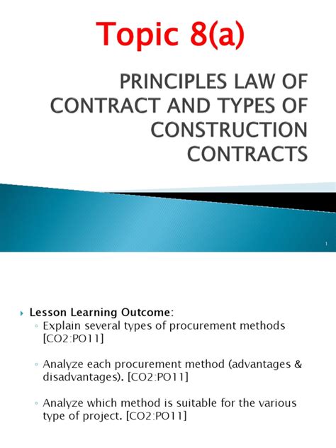 Topic 8a Principles Law Of Contract And Types Of Construction Contracts Download Free Pdf