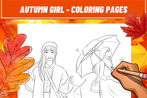 Autumn Girl Coloring Pages Graphic By Pandyart · Creative Fabrica