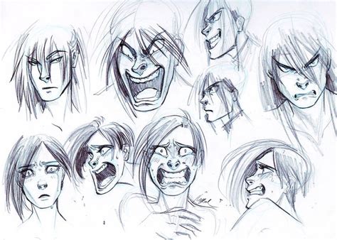 Terrified Face Expression Drawing